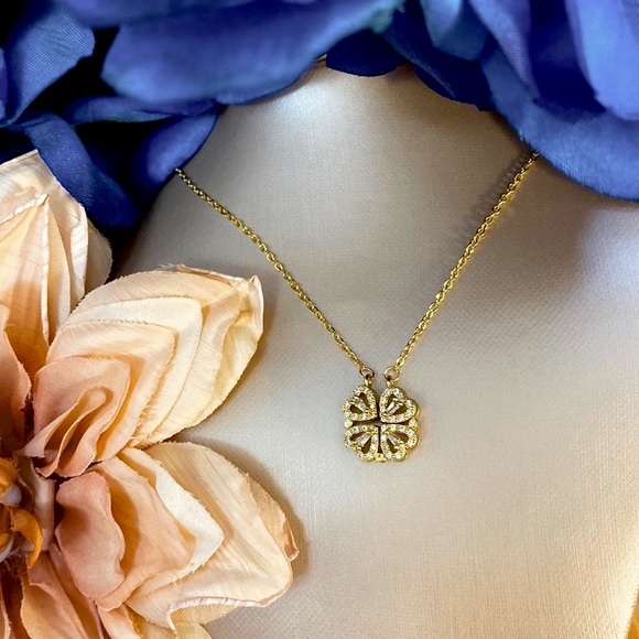 Jewelry | Gold Two Way Lucky Heart Pendant Necklace Two Ways To Wear It ...